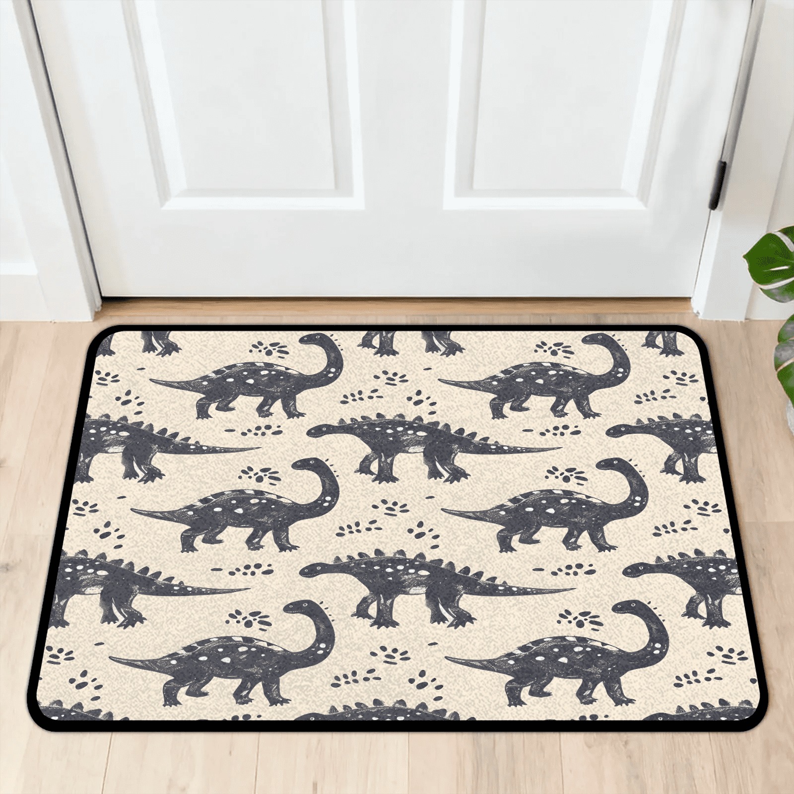 CURLYOOT Cool Dinosaurs Footprints Front Door Mat, Washable Non-Slip ...