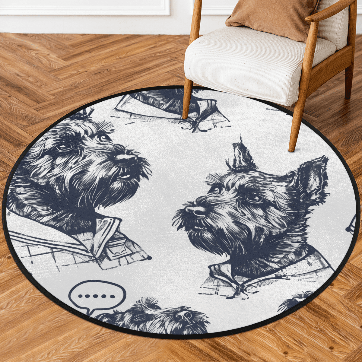 CURLYOOT Cool Dogs Scottish Terrier 5.2ft Round Rug for Living Room ...