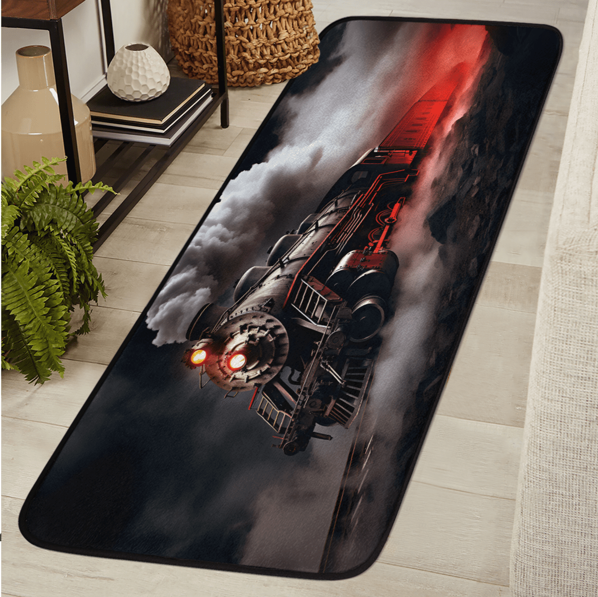 CURLYOOT Cool Train Runner Rug 2'x6' Washable Kitchen Runner Rug Indoor ...