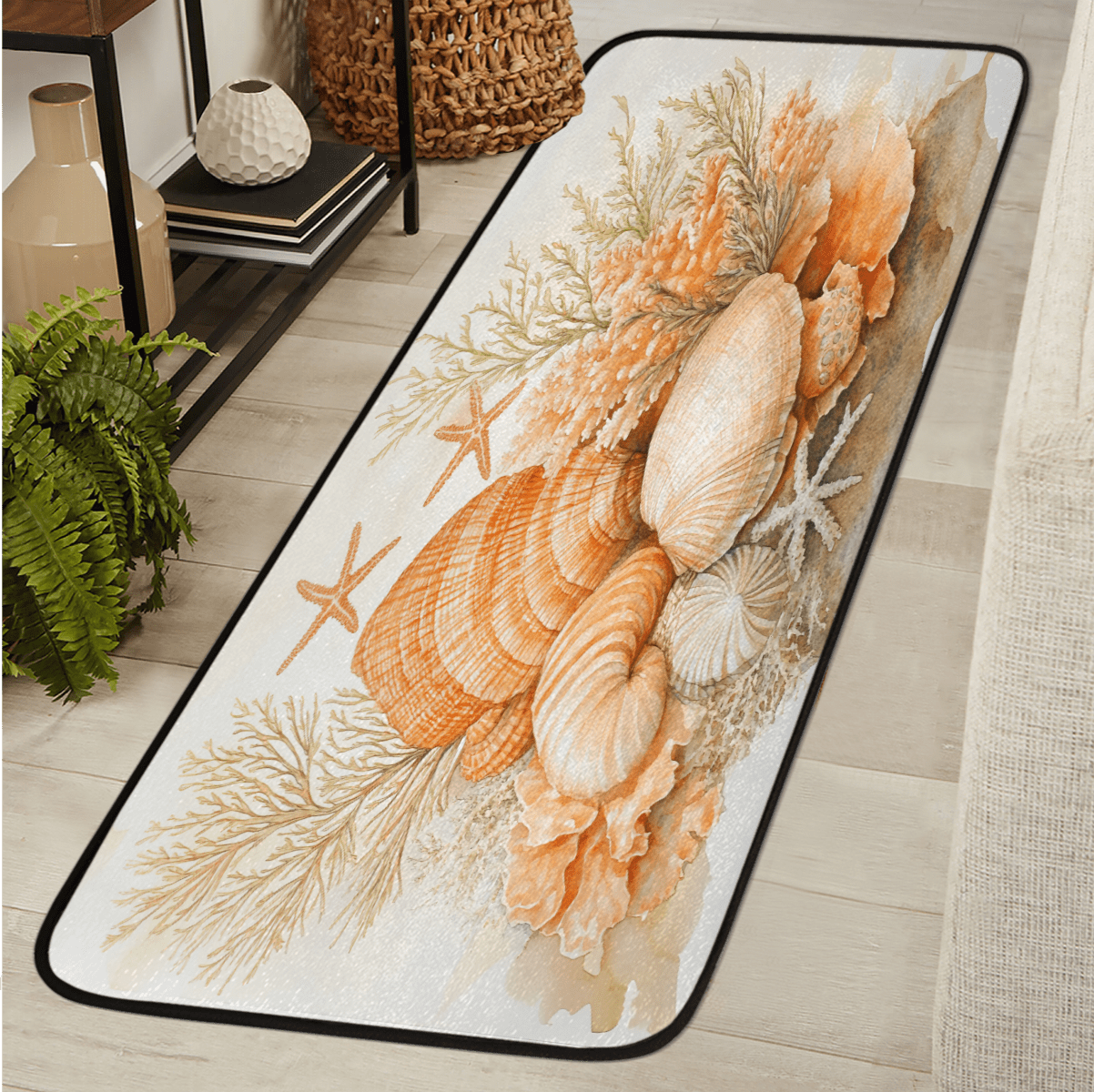 CURLYOOT Coral Ocean Theme Nautical Seashell Orange Runner Rug 2'x6 ...