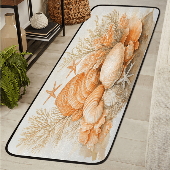 CURLYOOT Coral Ocean Theme Nautical Seashell Orange Runner Rug 2'x6 ...