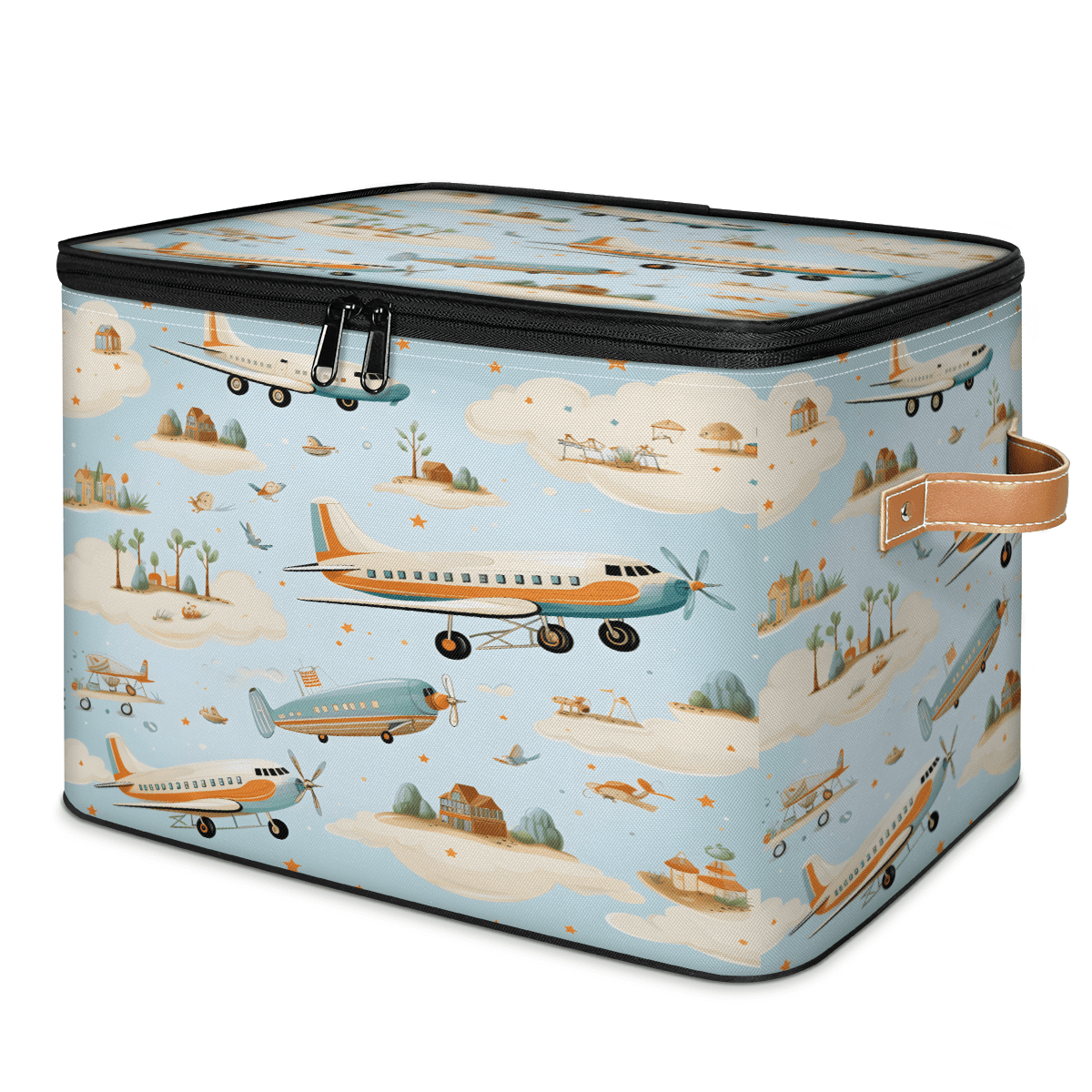 CURLYOOT Cute Airplane Fabric Storage Bins with Lids, Foldable Storage ...