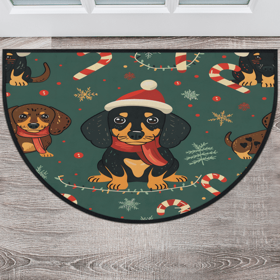 CURLYOOT Cute Beagle Half Round Door Mat, Indoor Outdoor Entrance Rug ...