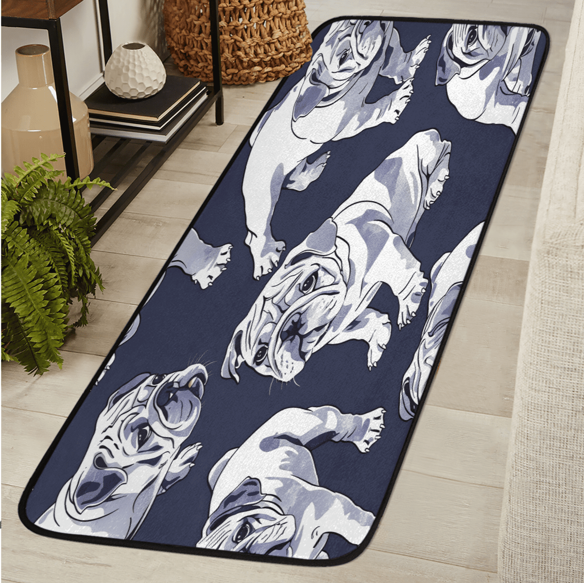 CURLYOOT Cute Bulldog Puppy Animal Runner Rug 2'x6' Washable Kitchen ...