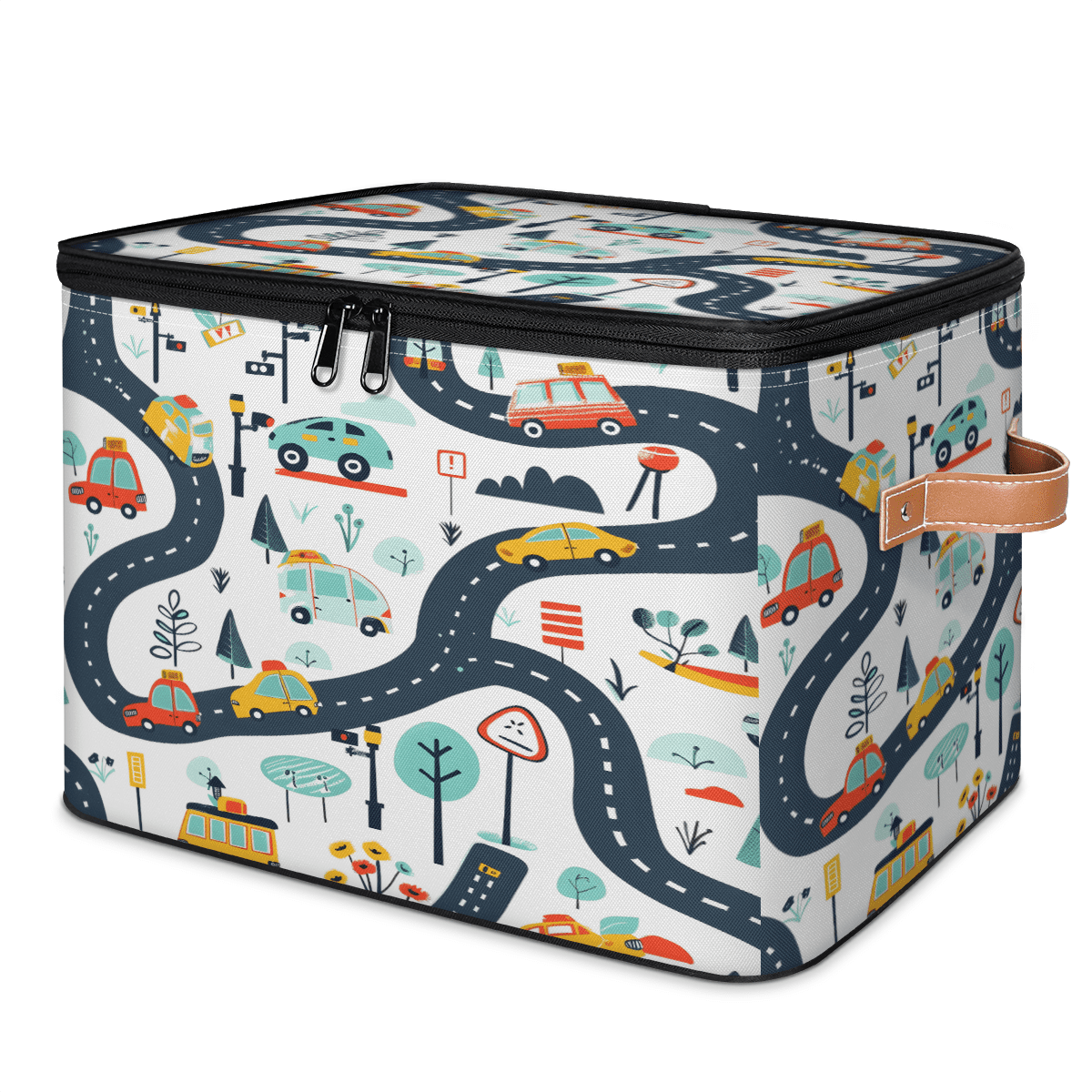 CURLYOOT Cute Cars Cartoon Storage Bins with Lid, Decorative Fabric ...