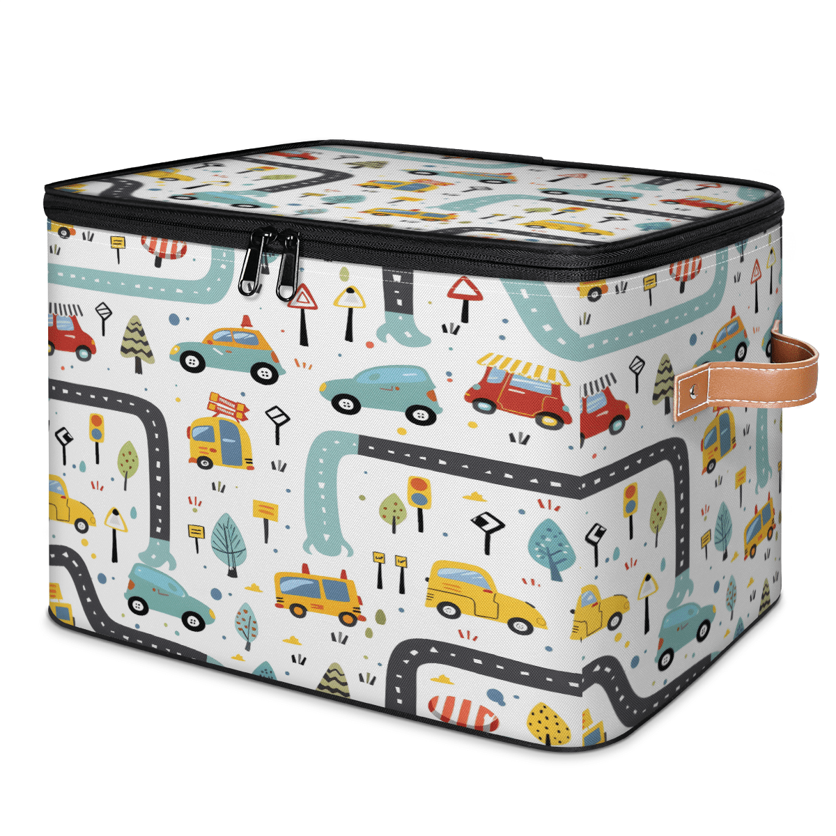 CURLYOOT Cute Cars Storage Bins with Lid, Decorative Fabric Storage ...