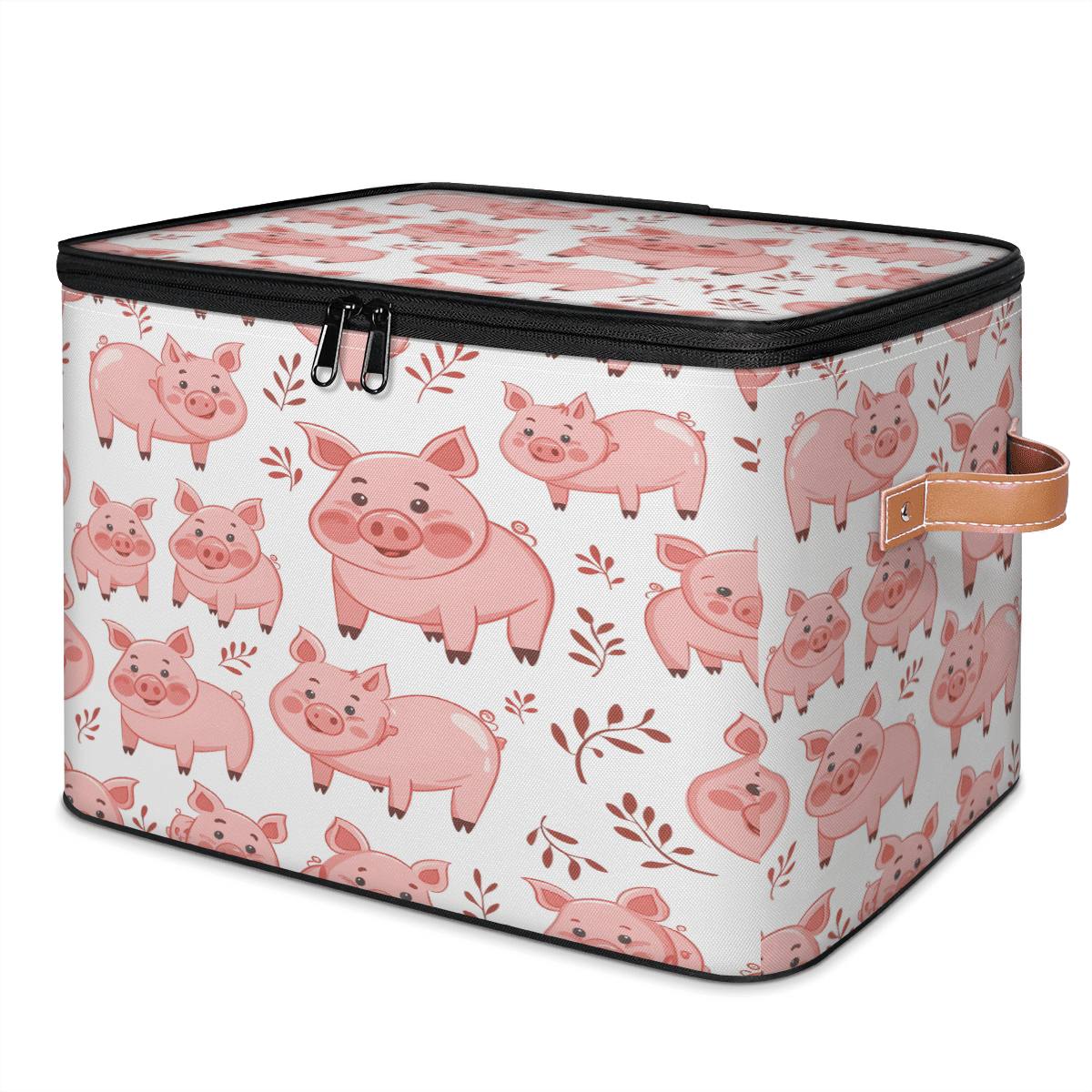CURLYOOT Cute Cartoon Pigs Storage Bins with Lid, Decorative Fabric ...