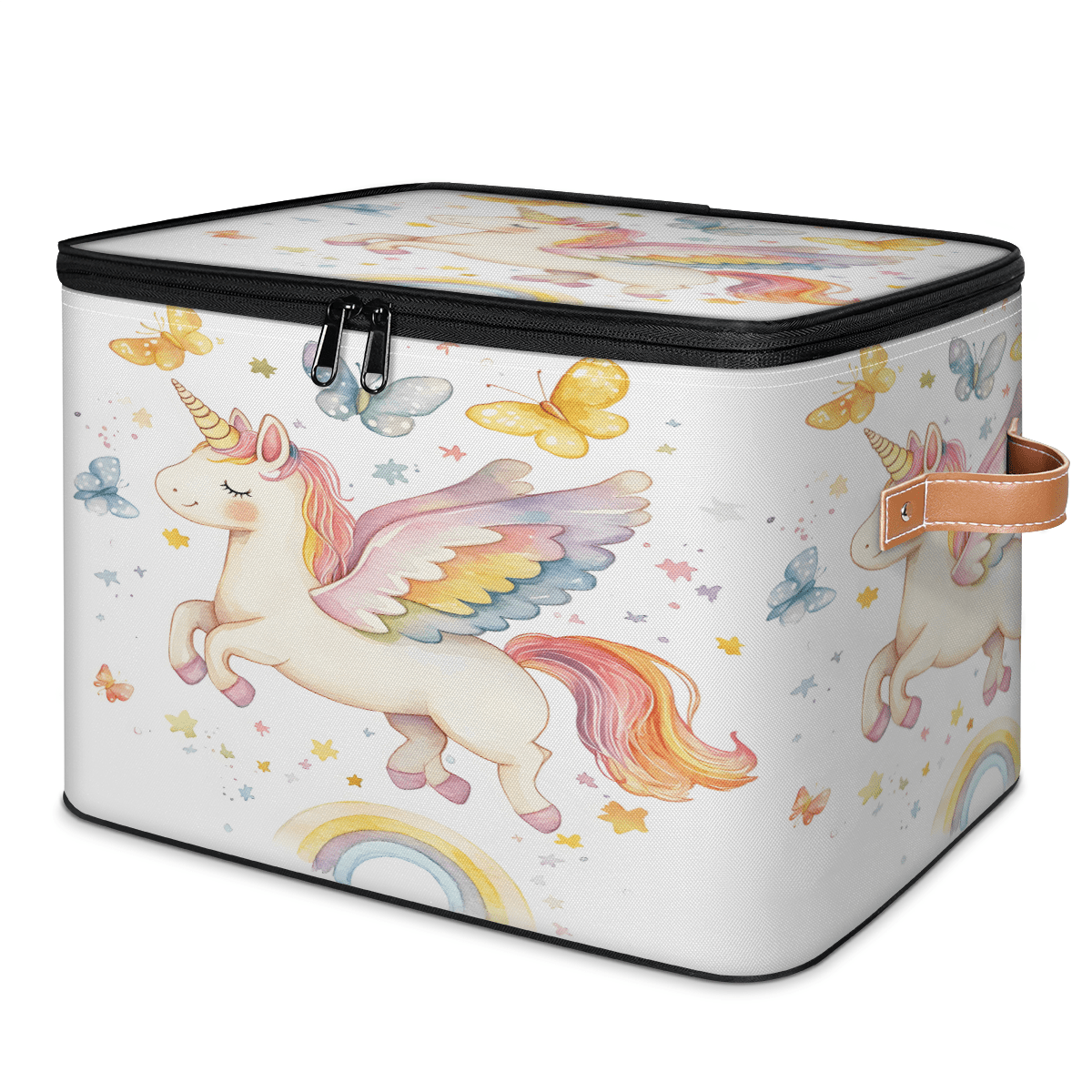 CURLYOOT Cute Cartoon Unicorn Pattern Colorful Storage Bins with Lid ...