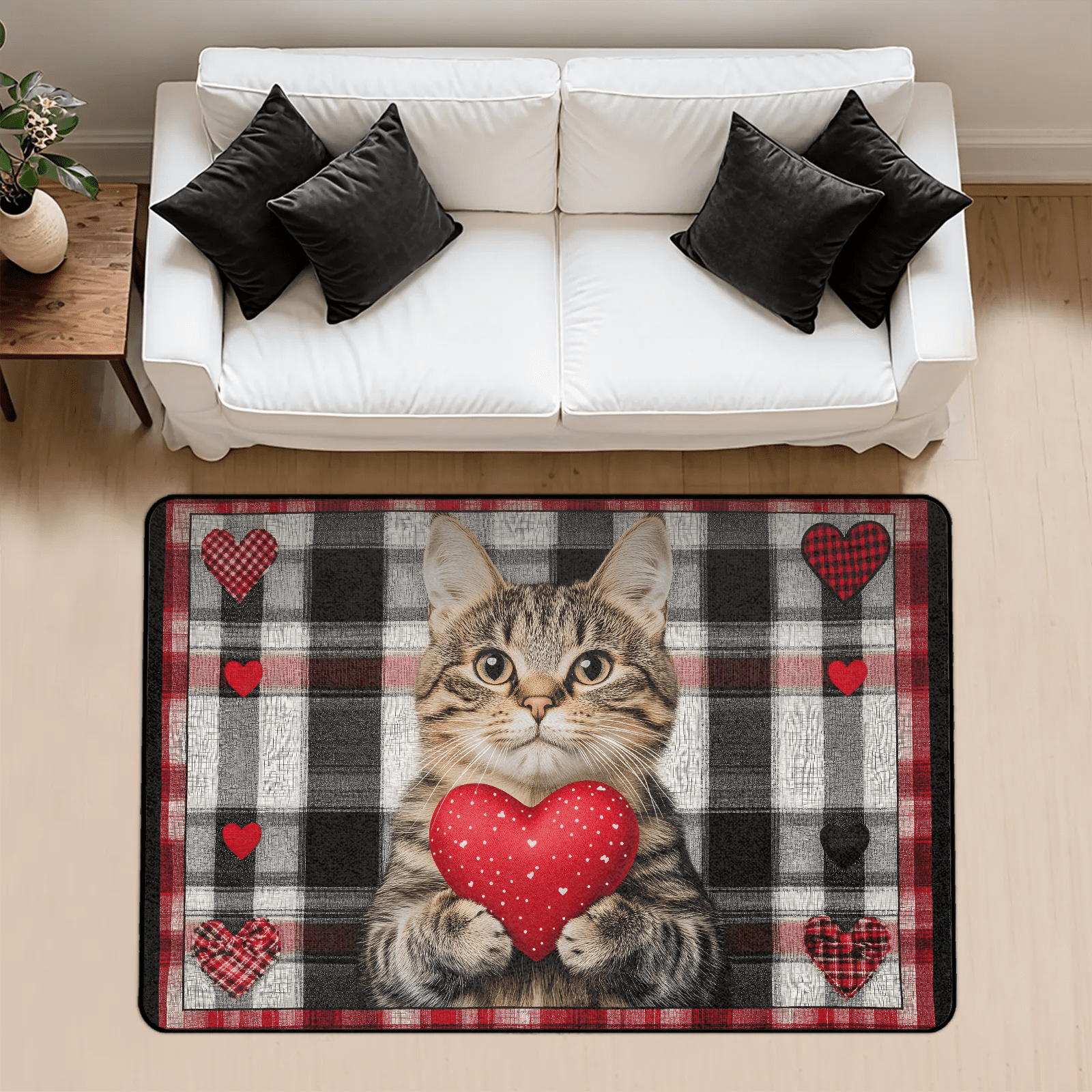 CURLYOOT Cute Cat Area Rug 3x5 Ft Rugs for Entryway Entrance Kitchen ...