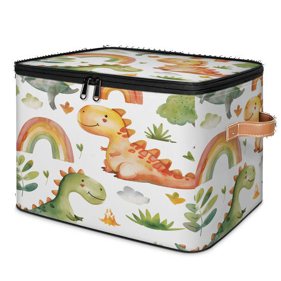 CURLYOOT Cute Dinosaur Rianbow Tree Fabric Storage Bins with Lids ...