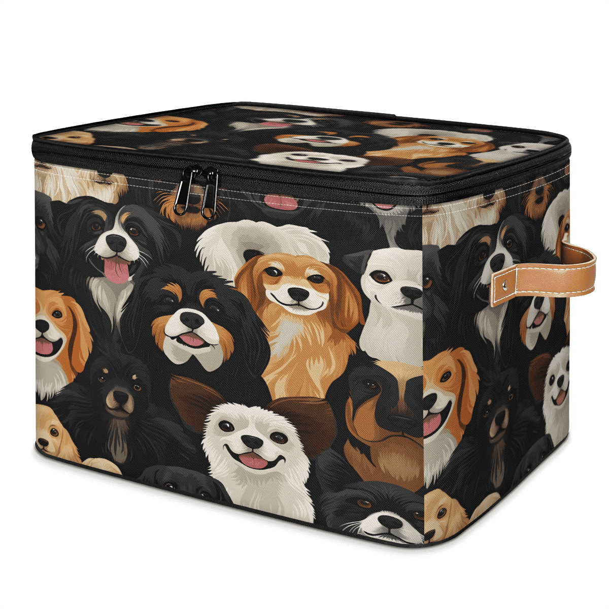 CURLYOOT Cute Dogs Storage Bins with Zipper Lid Fabric Storage Baskets ...