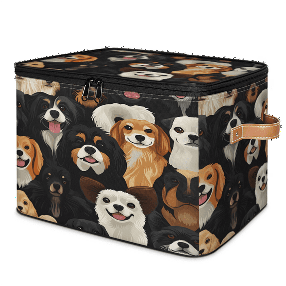 CURLYOOT Cute Dogs Storage Bins with Zipper Lid Fabric Storage Baskets ...