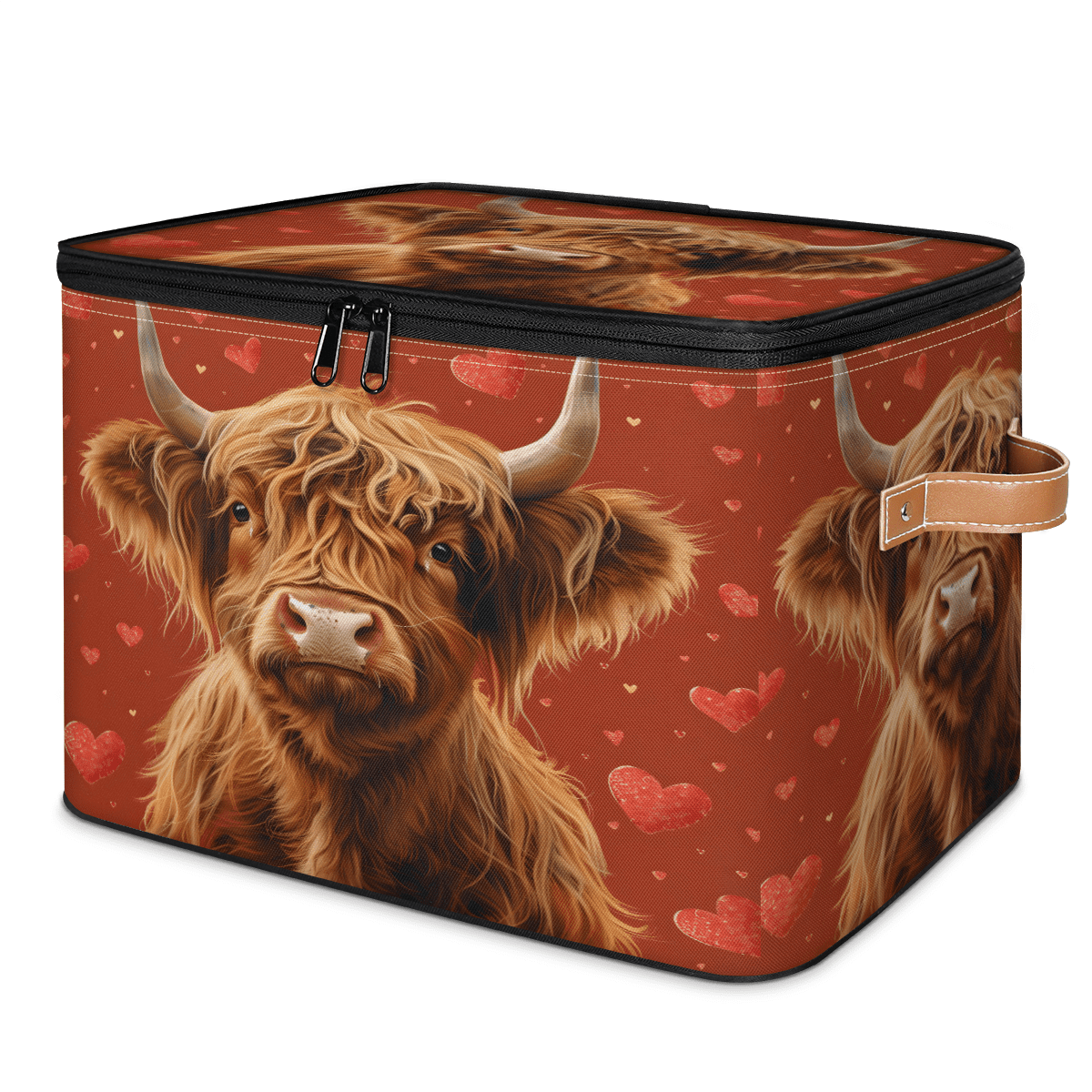 CURLYOOT Cute Highland Cow Storage Bins with Lid, Decorative Fabric ...