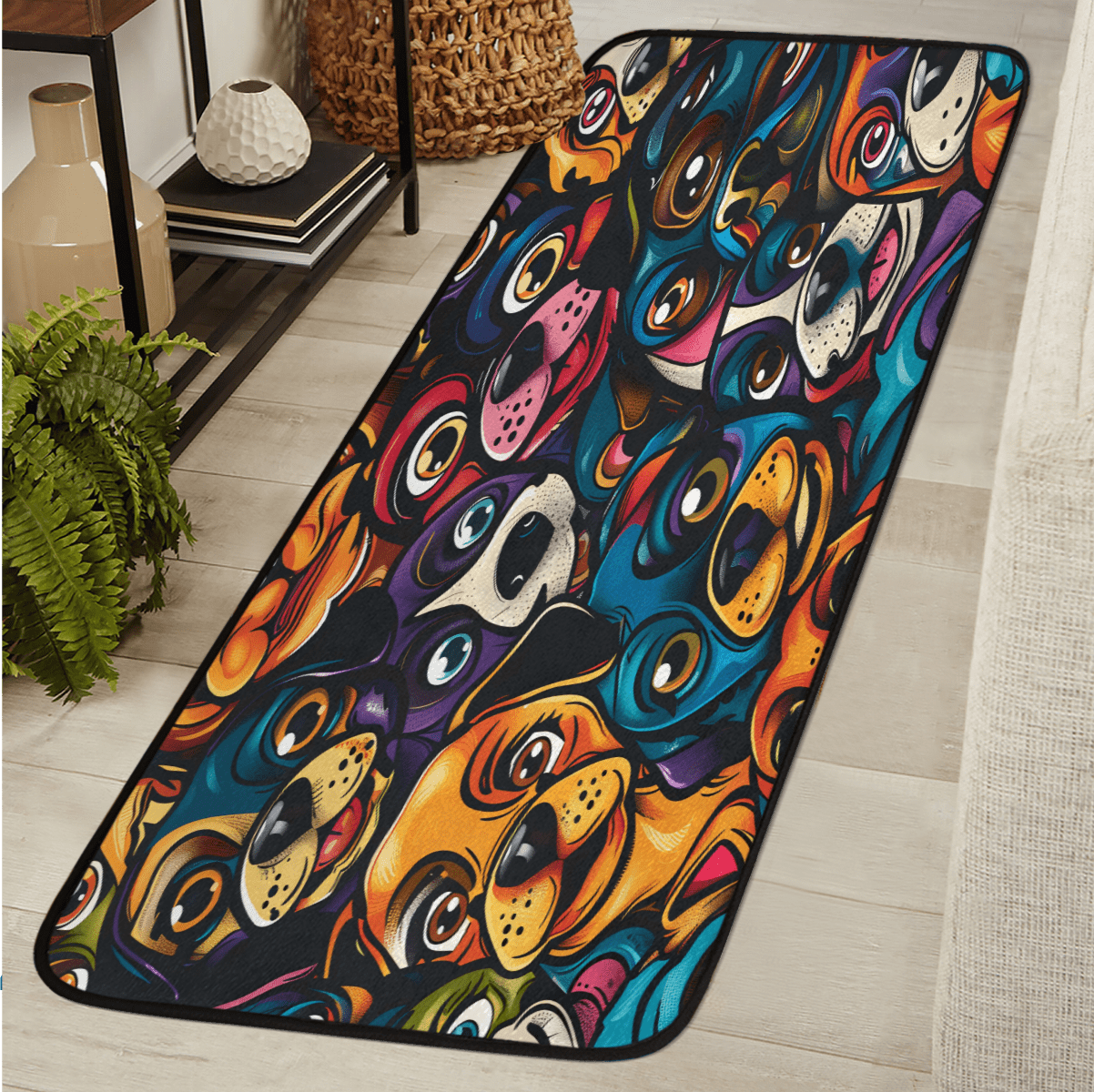 CURLYOOT Cute Pet Dogs Colorful Runner Rug 2'x6' Washable Kitchen ...