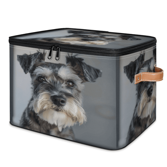 CURLYOOT Cute Schnauzer Dog Fabric Storage Bins with Lids, Foldable ...