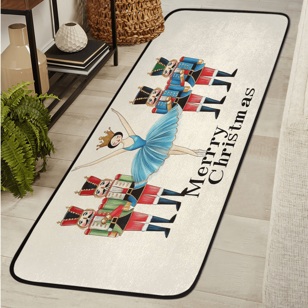 CURLYOOT Dance and Nutcrackers Colorful Xmas Runner Rug 2'x6' Washable ...