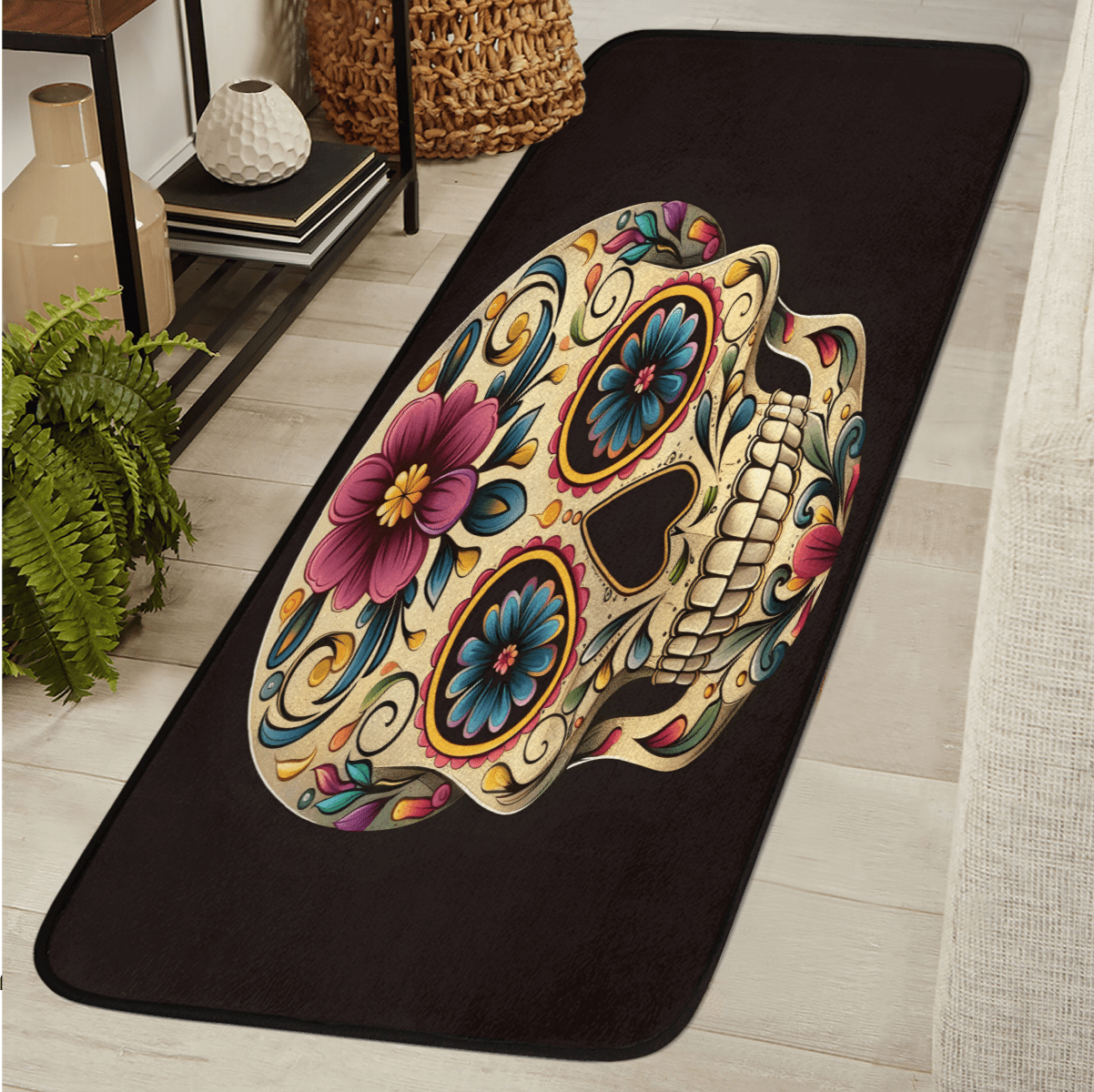 CURLYOOT Day Of The Dead Runner Rug 2'x6' Washable Kitchen Runner Rug ...