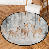 CURLYOOT Deer Standing in Forest 5.2ft Round Rug for Living Room, Large ...