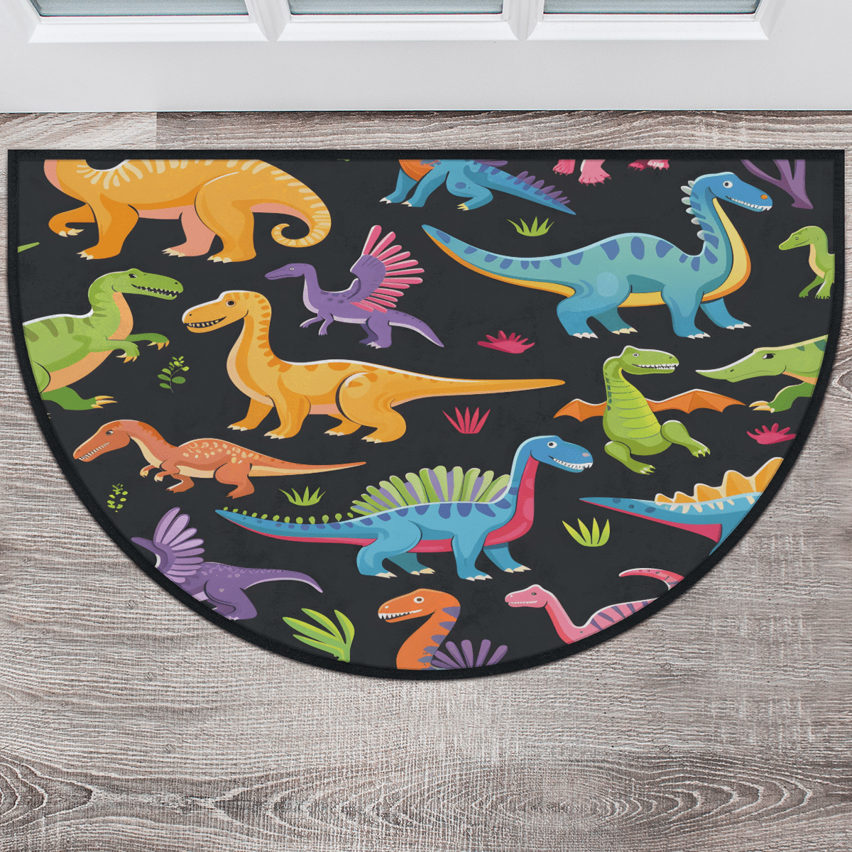 CURLYOOT Dinosaur Cute Colorful Half Round Door Mat 40'' x 63'', Indoor ...