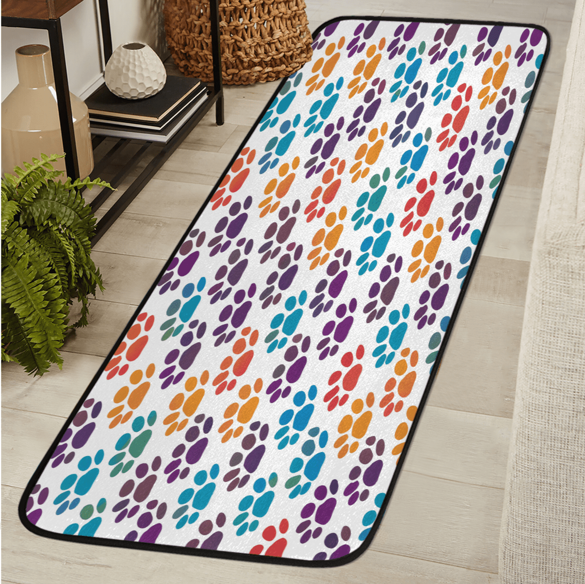 CURLYOOT Dog Paw Print Runner Rug 2'x6' Washable Kitchen Runner Rug ...