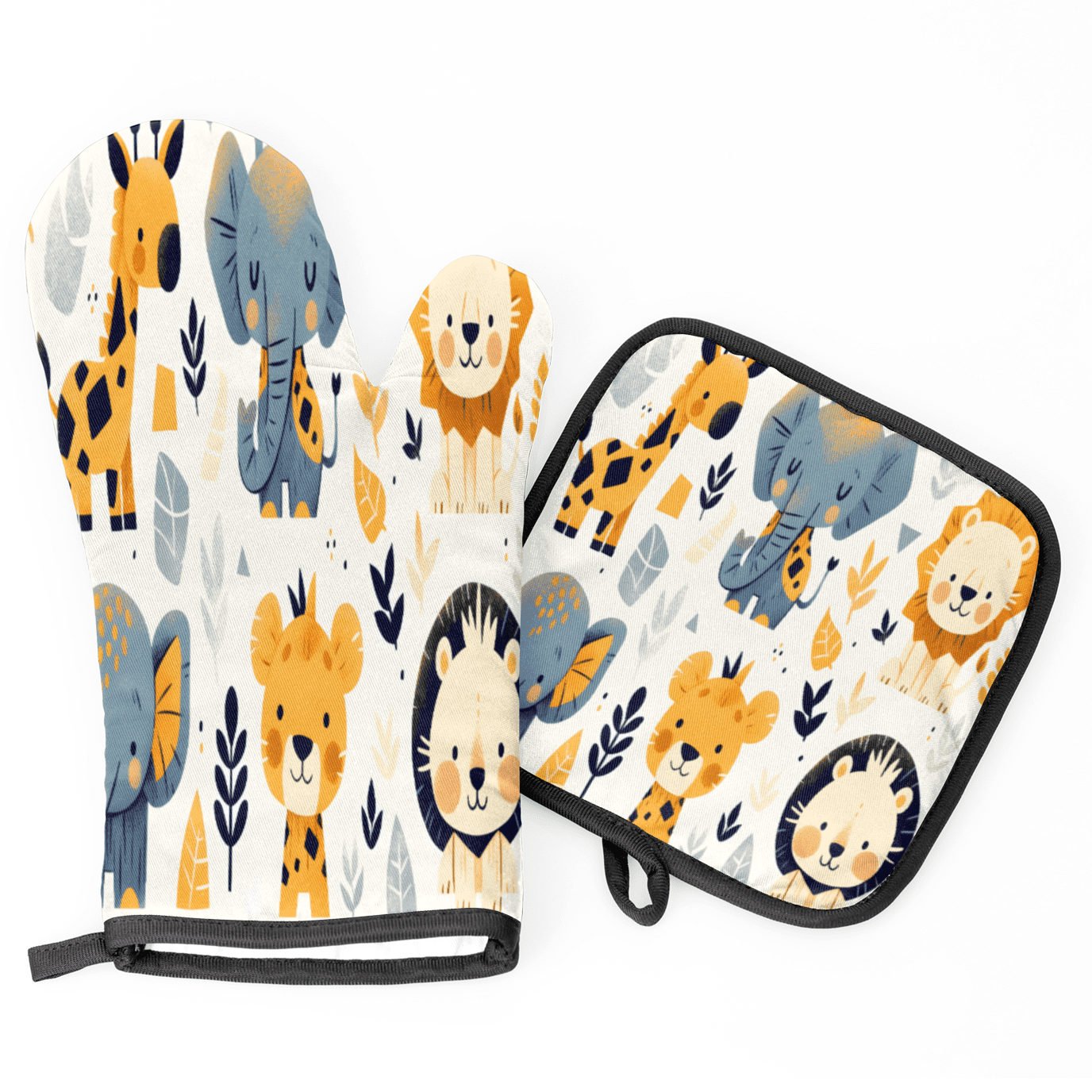 CURLYOOT Elephant Lion Giraffe Plant Oven Mitts and Pot Holders 2 pcs ...