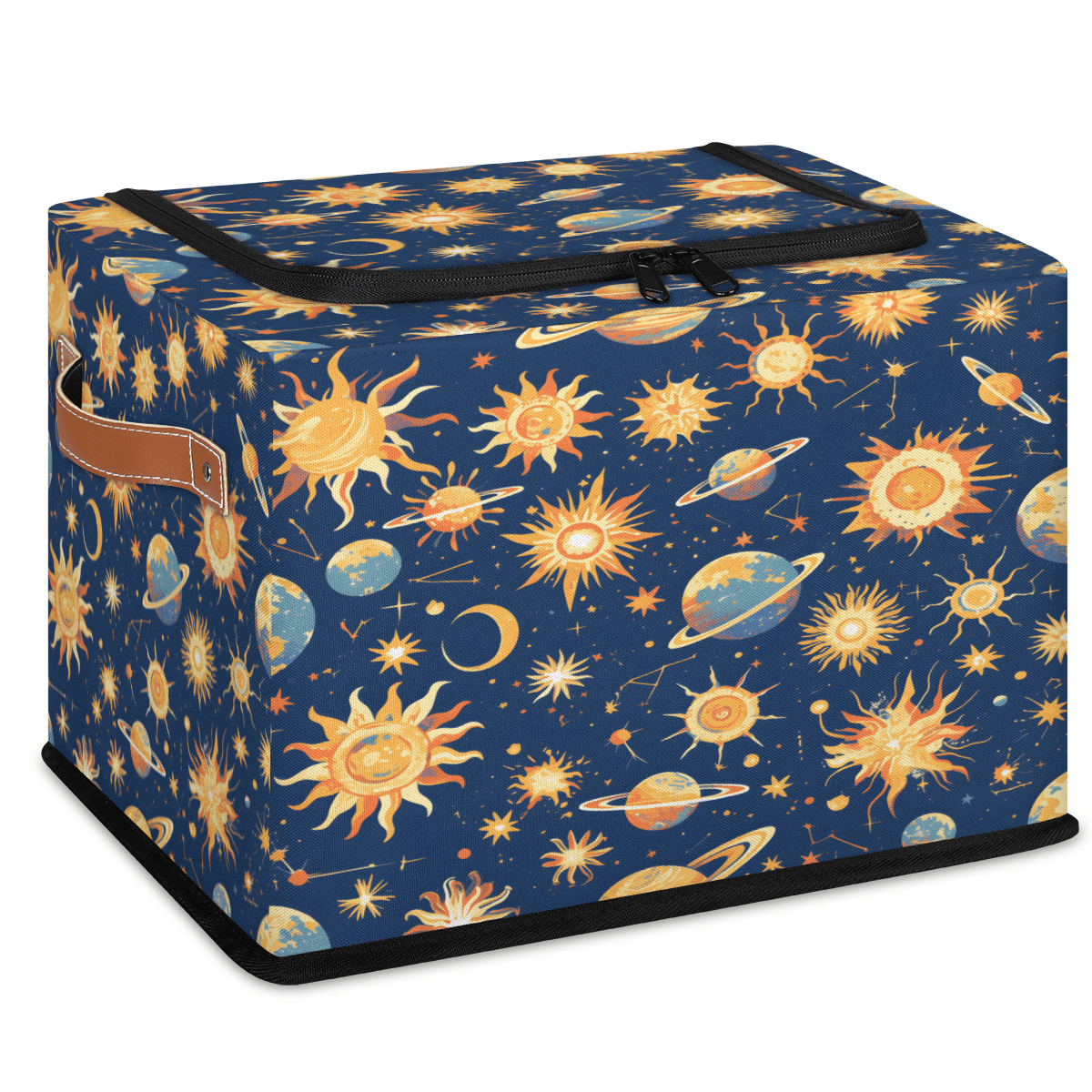 CURLYOOT Fantasy Universe Moon Sun Storage Bin with Zipper Lid, Fabric ...