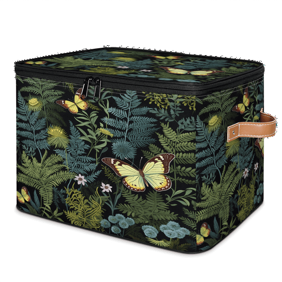 CURLYOOT Fern Leaf Leaves Sage Green Storage Bin with Zipper Lid ...