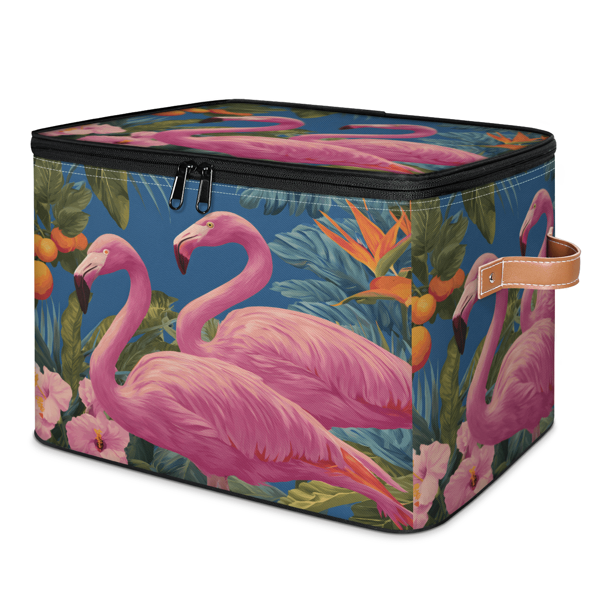 CURLYOOT Flamingo Tropical Plant Leaf Storage Bins with Lid, Decorative ...