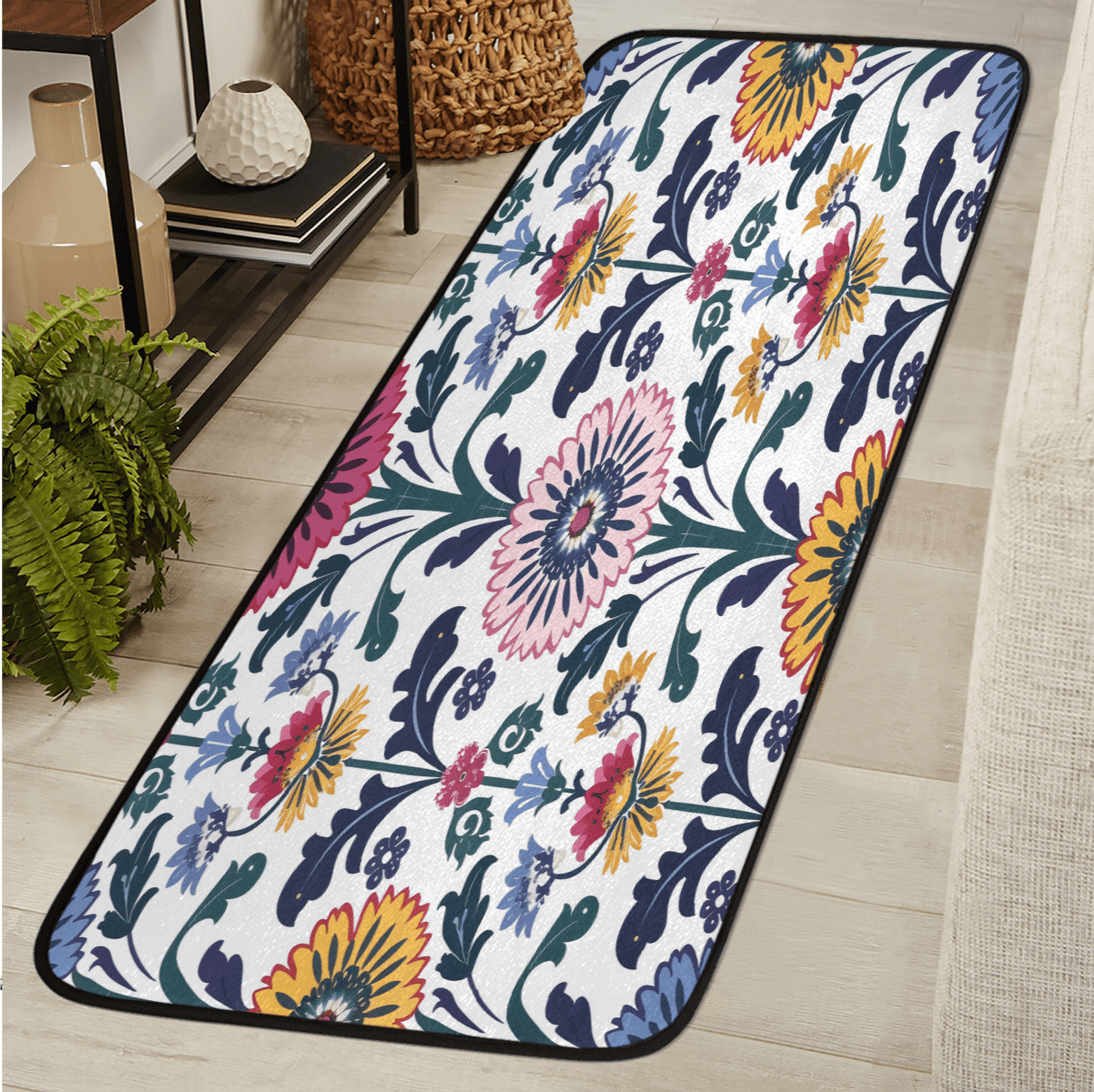 CURLYOOT Floral Runner Rug 2'x6' Washable Kitchen Runner Rug Indoor Non ...