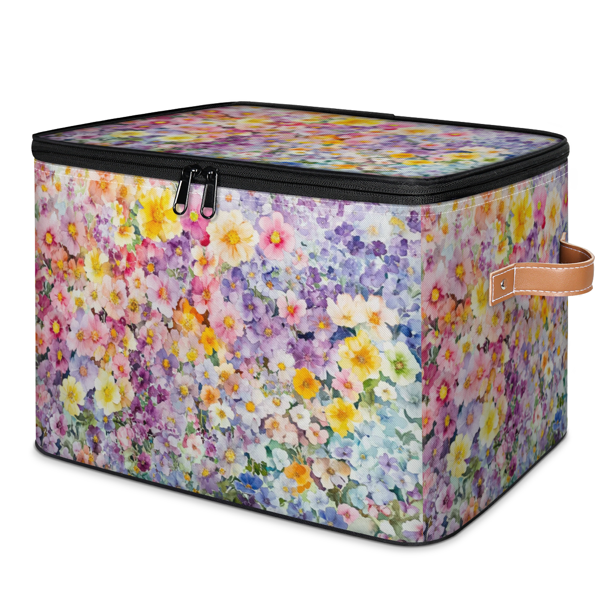 CURLYOOT Flower Storage Bins with Zipper Lid Fabric Storage Baskets ...