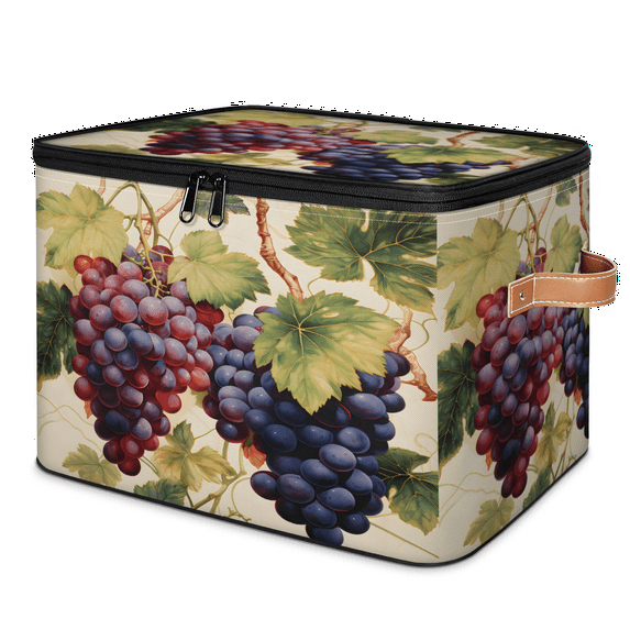 CURLYOOT Fruit Grapes Storage Bin with Zipper Lid, Fabric Decorative ...