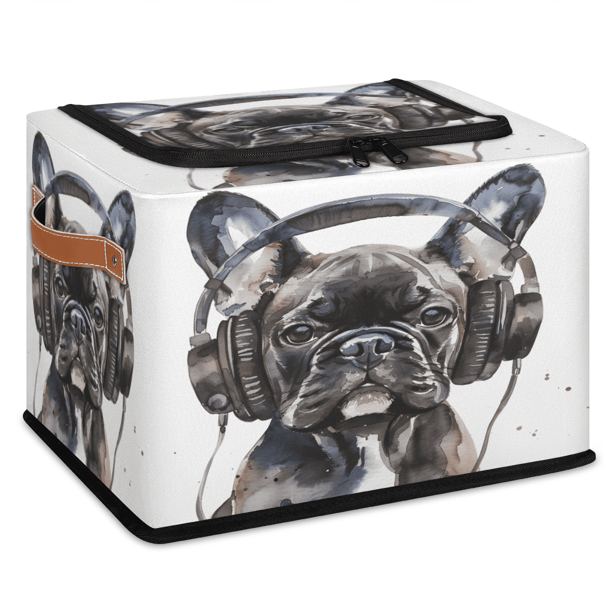 CURLYOOT Funny Dog French Bulldog Storage Bin With Zipper Lid, Foldable ...