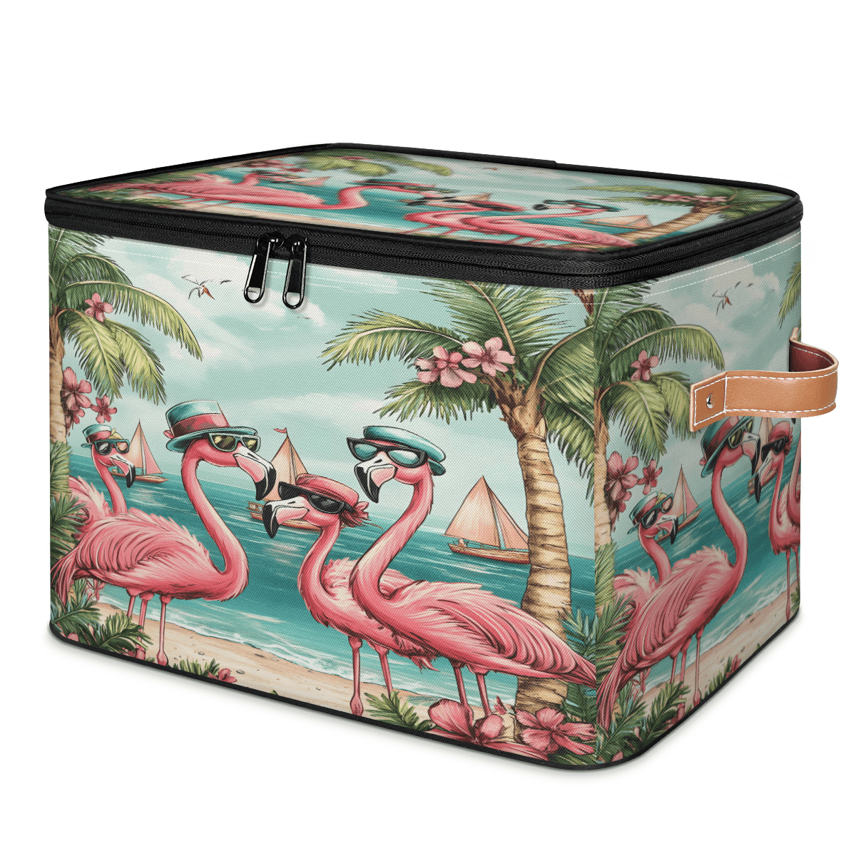 CURLYOOT Funny Flamingo Tropical Storage Bins with Lid, Decorative ...