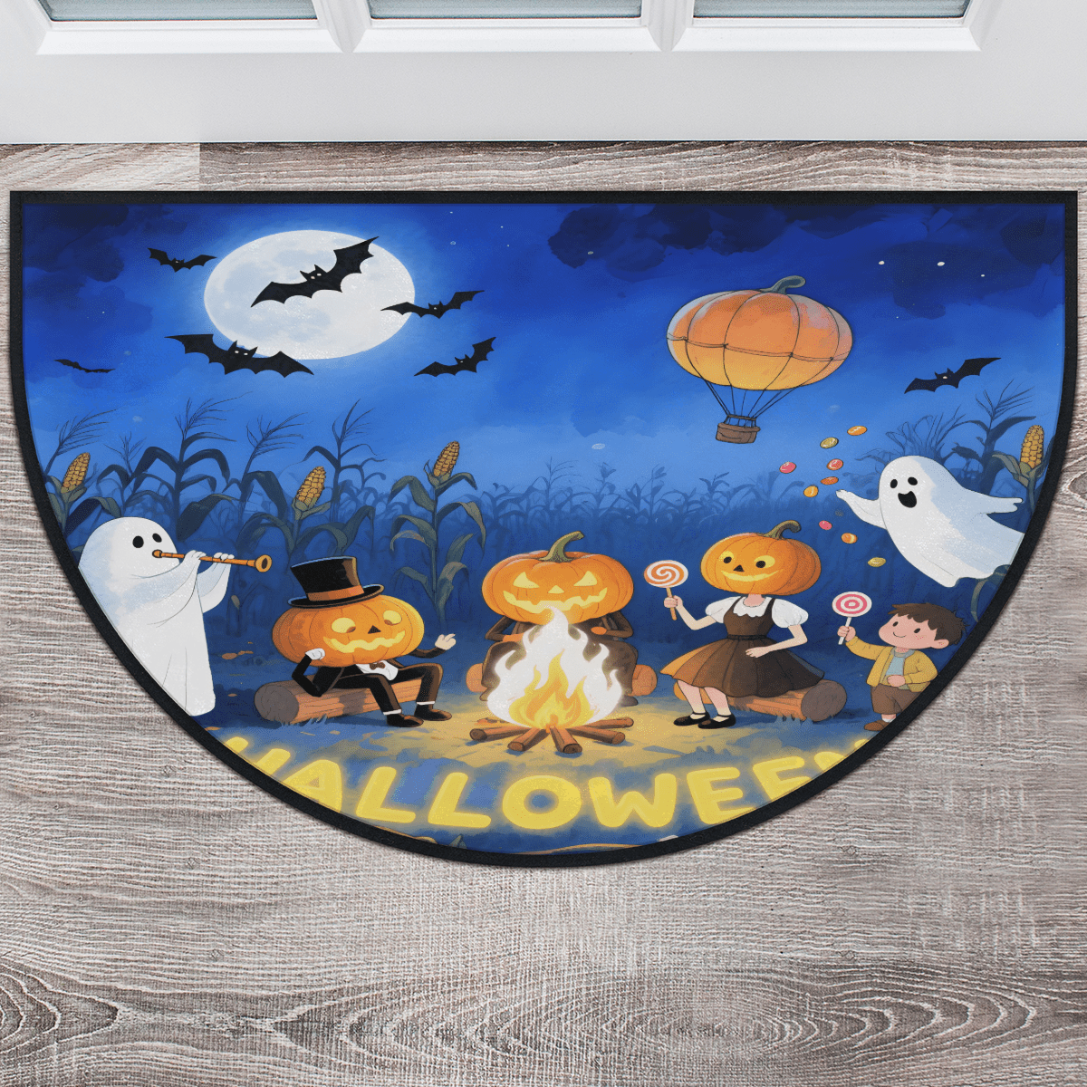 CURLYOOT Funny Halloween Ghost Half Round Door Mat, Indoor Outdoor ...