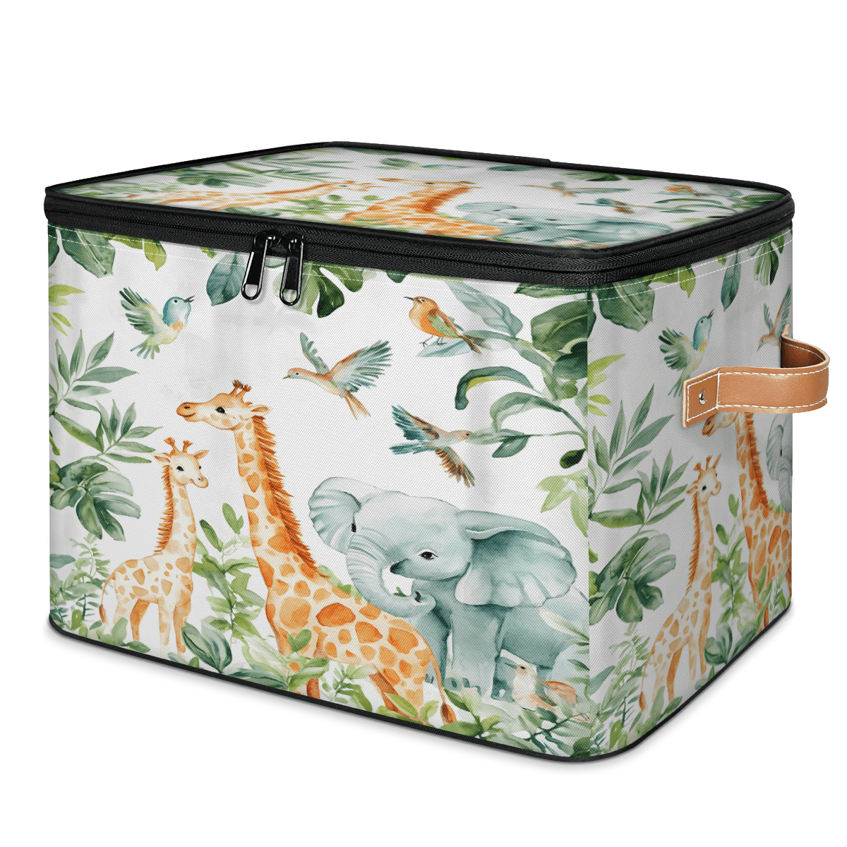 CURLYOOT Giraffe Elephant Birds Jungle Storage Bins with Lid ...