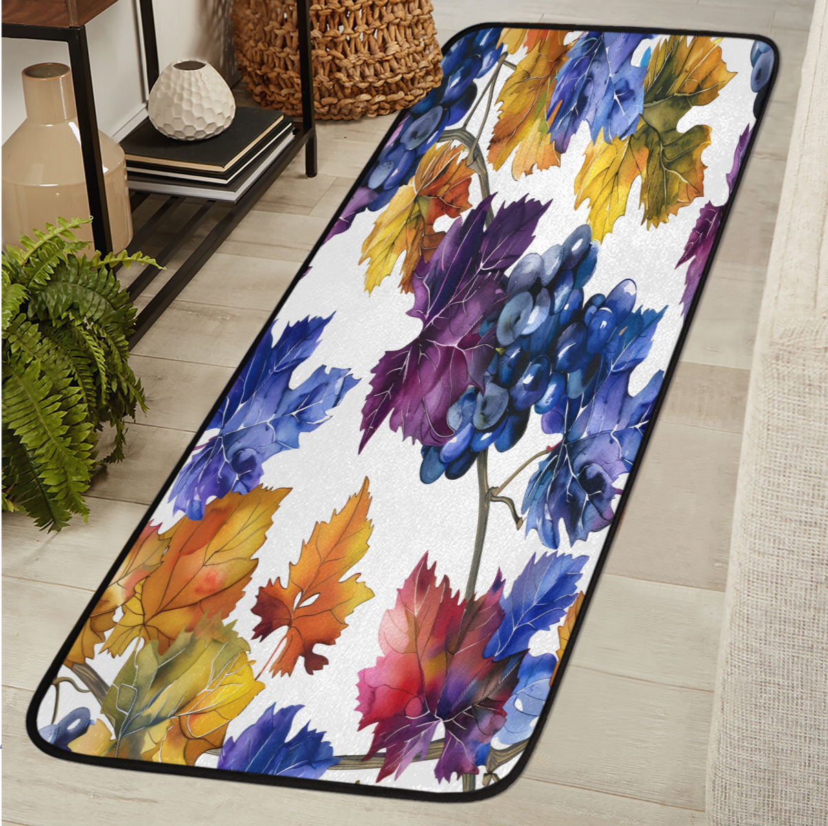 CURLYOOT Grape Fruit Runner Rug 2'x6' Washable Kitchen Runner Rug ...