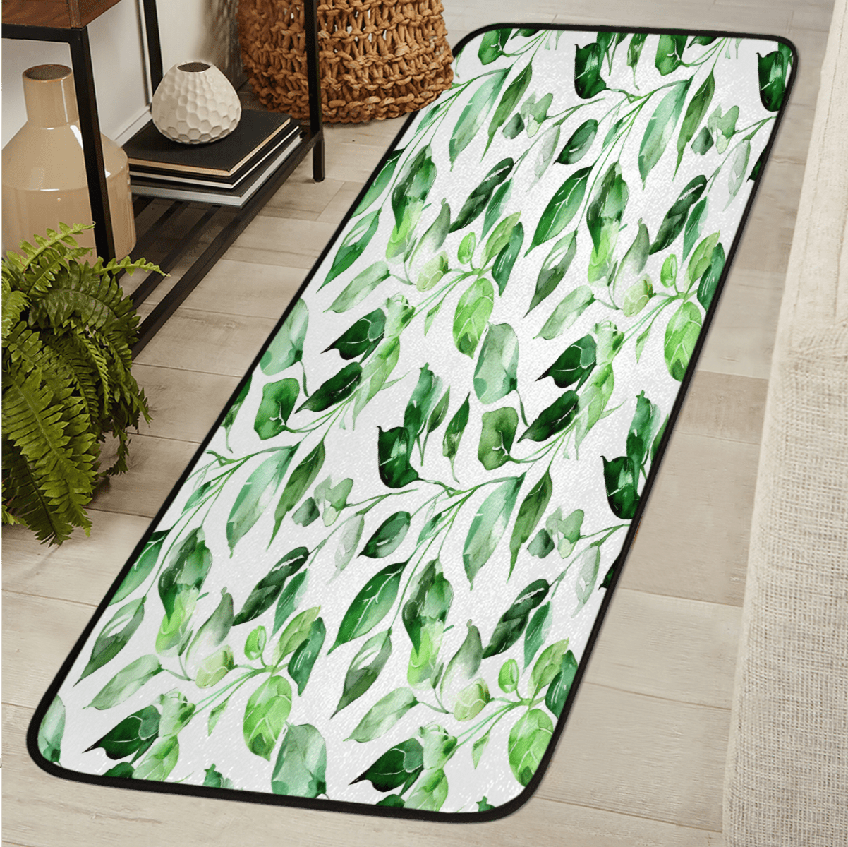 CURLYOOT Green Eucalyptus Runner Rug 2'x6' Washable Kitchen Runner Rug ...