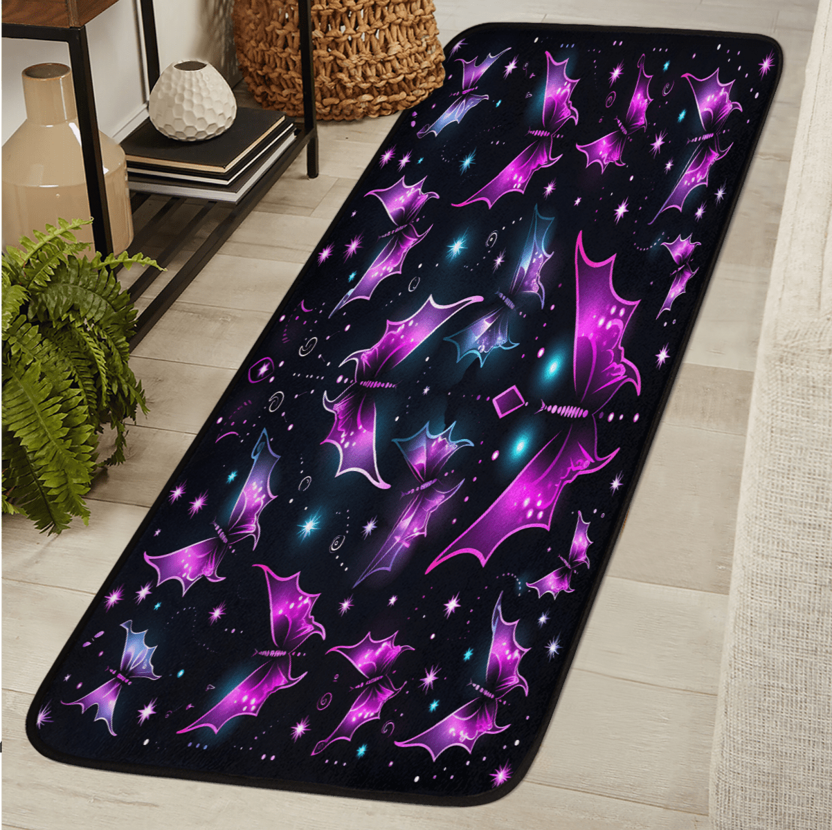 CURLYOOT Halloween Bat Runner Rug 2'x6' Washable Kitchen Runner Rug ...