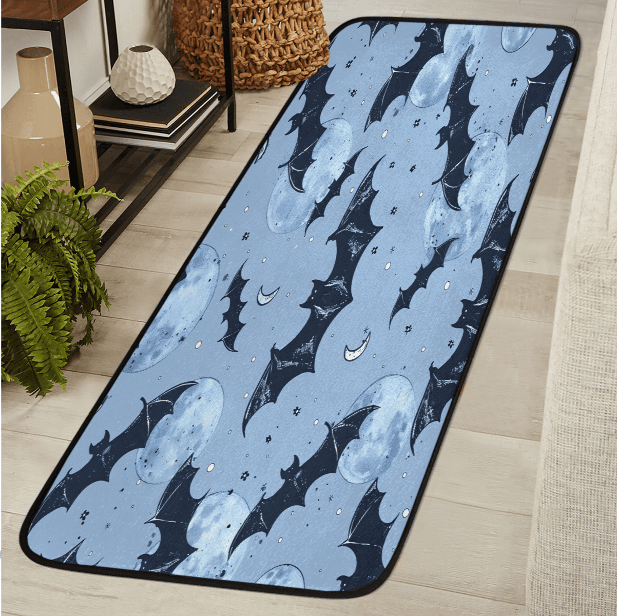CURLYOOT Halloween Bats Runner Rug 2'x6' Washable Kitchen Runner Rug ...