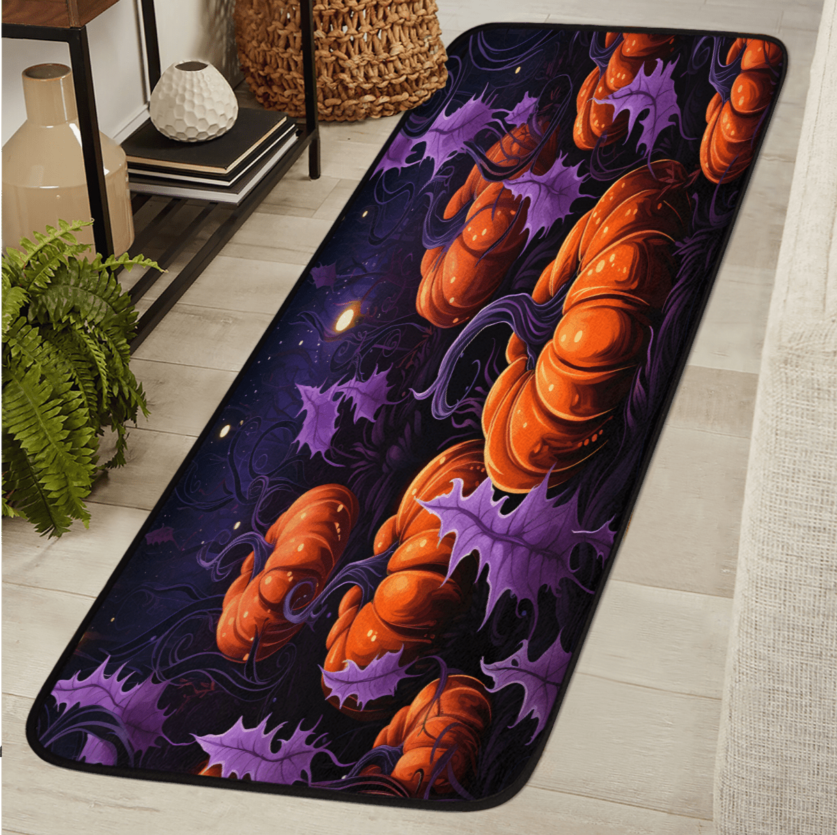 CURLYOOT Halloween Pumpkin Runner Rug 2'x6' Washable Kitchen Runner Rug ...