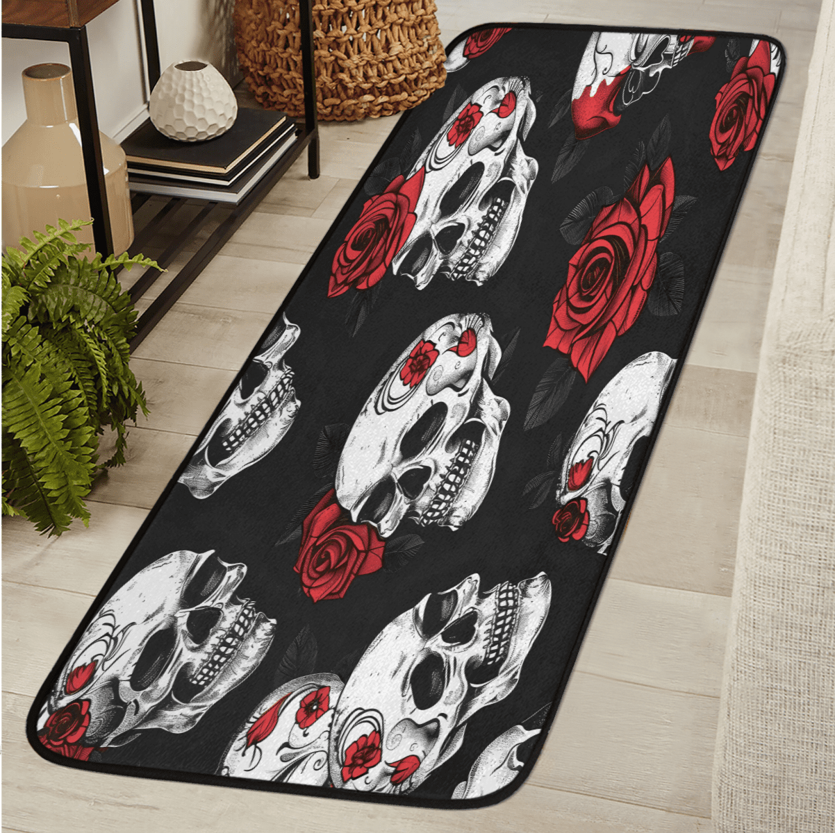 CURLYOOT Halloweenskull Runner Rug 2'x6' Washable Kitchen Runner Rug ...