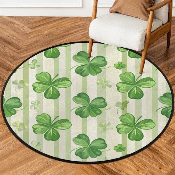 CURLYOOT Happy St Patrick's Day 5.2ft Round Rug for Living Room, Large ...