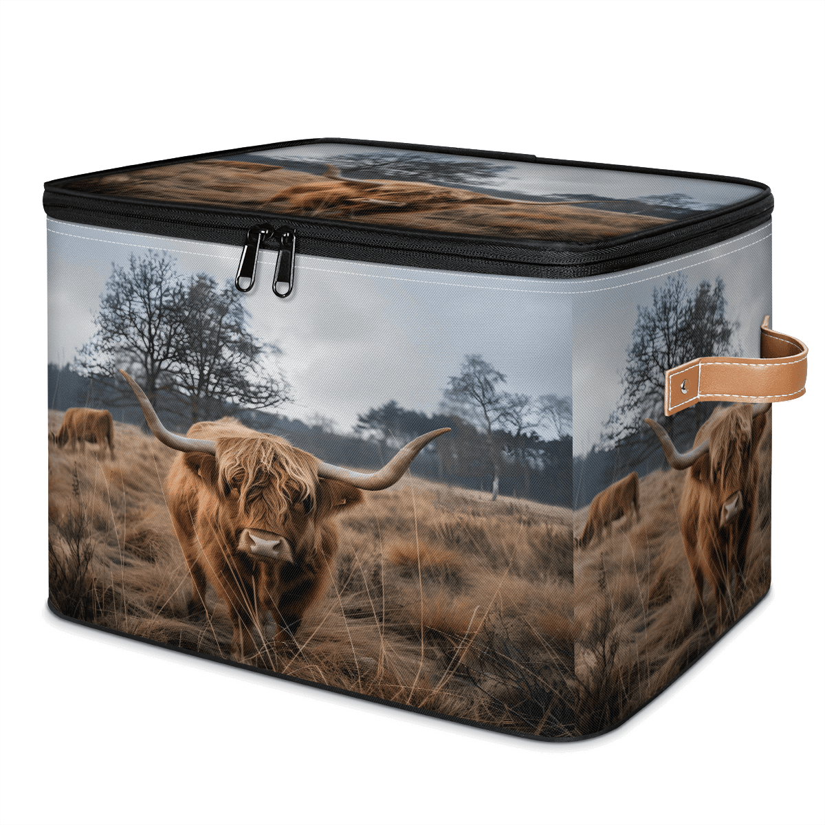 CURLYOOT Highland Cow Animal Fabric Storage Bins with Lids, Foldable ...