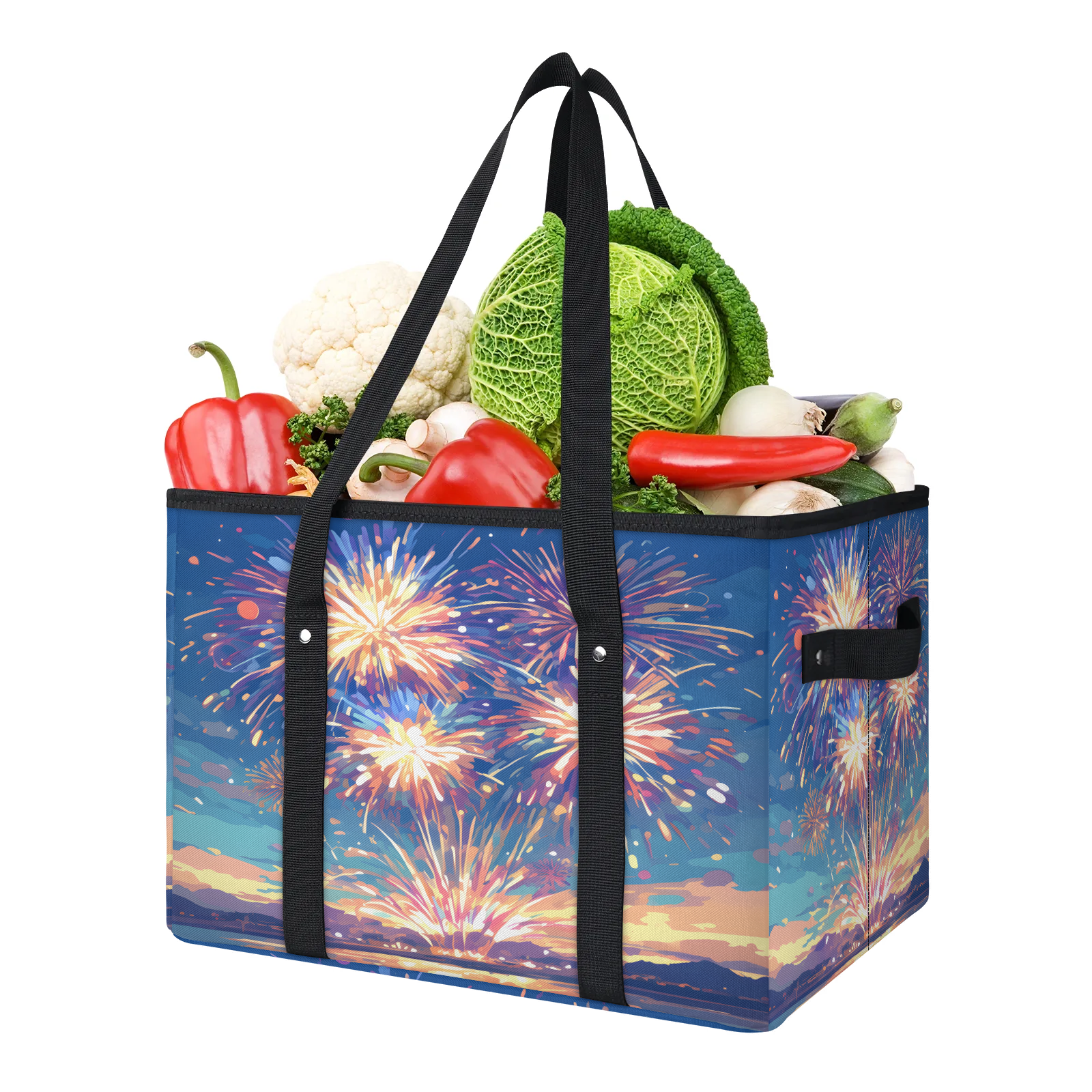 CURLYOOT Japanese Fireworks Reusable Grocery Bag, Foldable Shopping ...