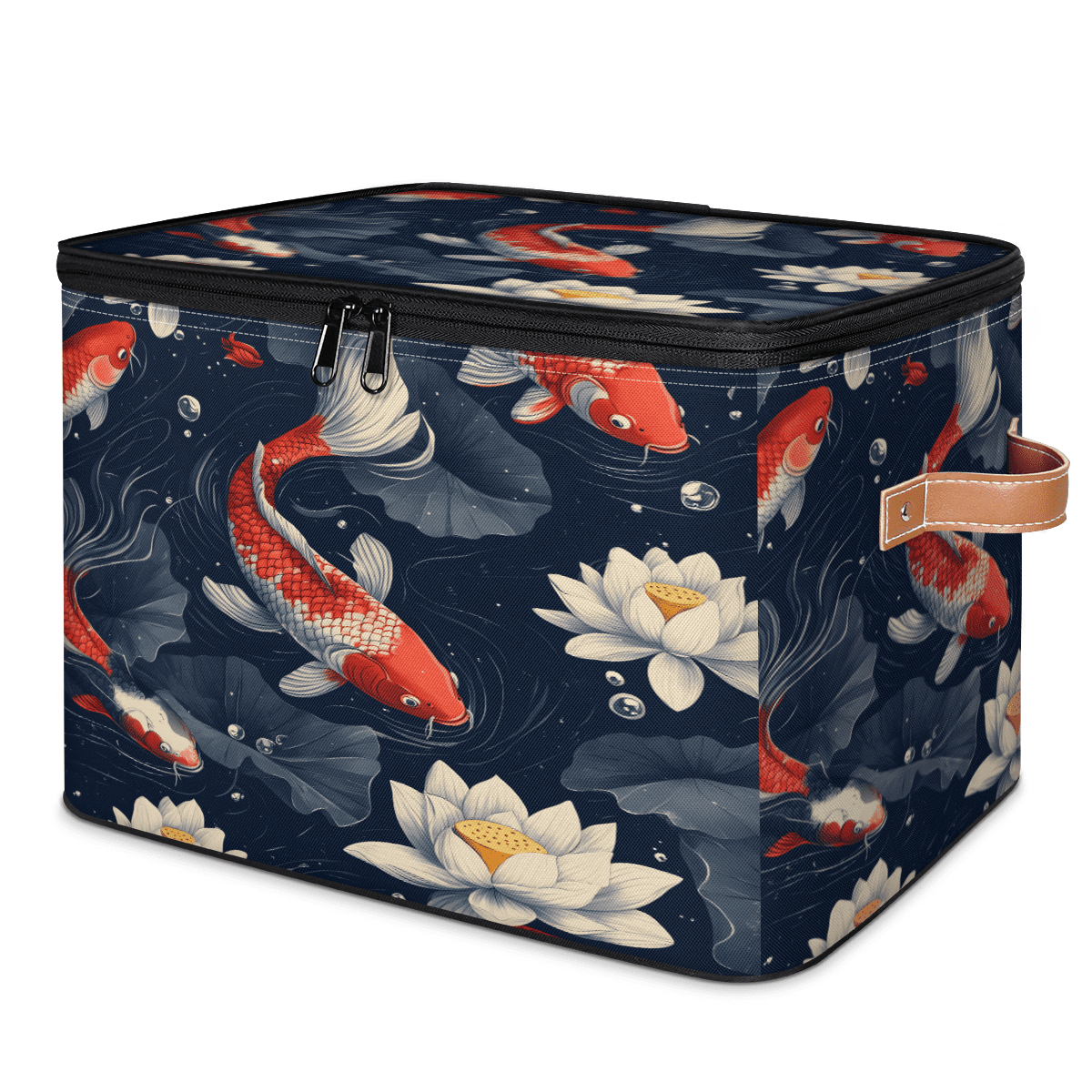CURLYOOT Japanese Fish Storage Bins with Zipper Lid Fabric Storage ...