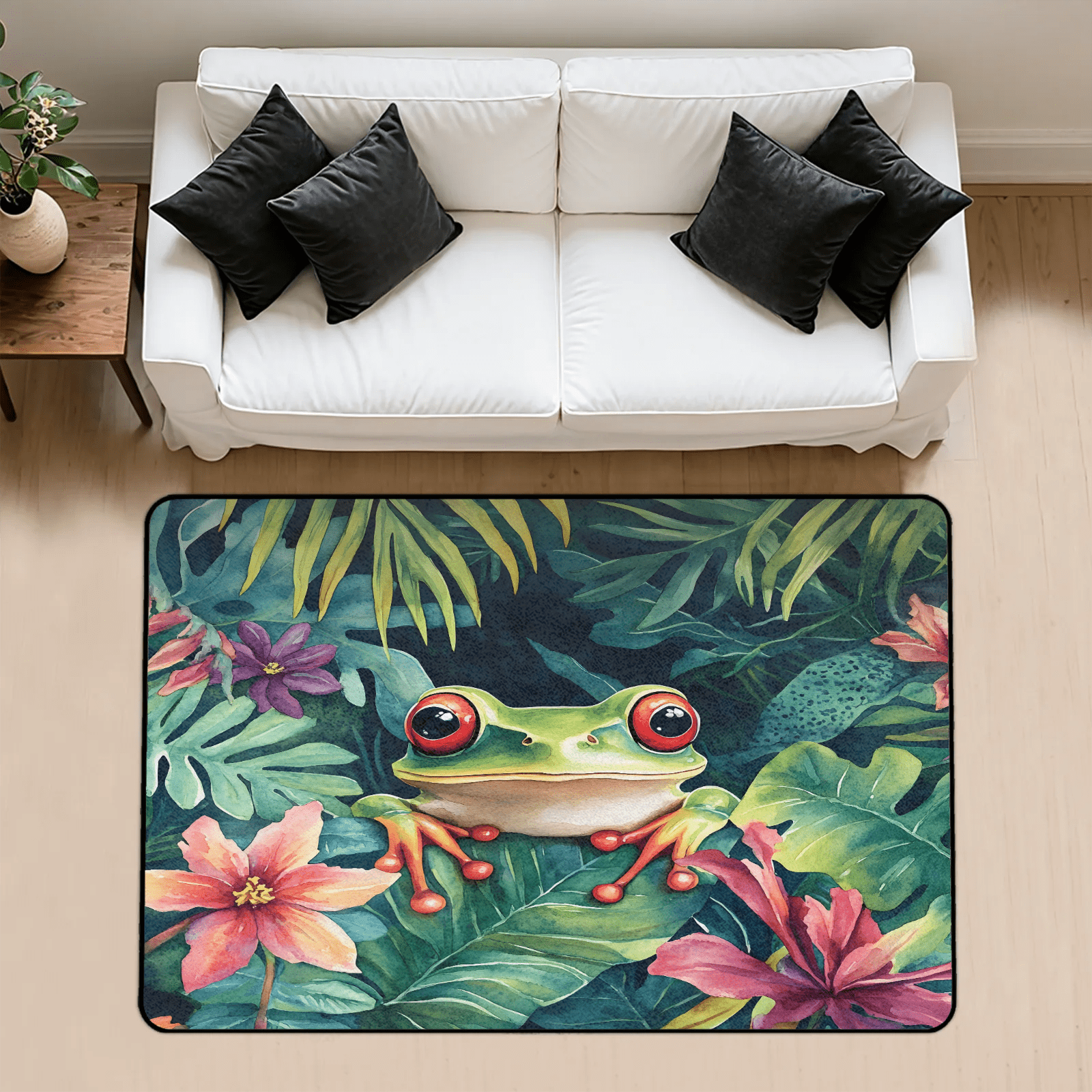 CURLYOOT Jungle Animal Red Eyed Tree Frog Rug for Living Room Bedroom ...
