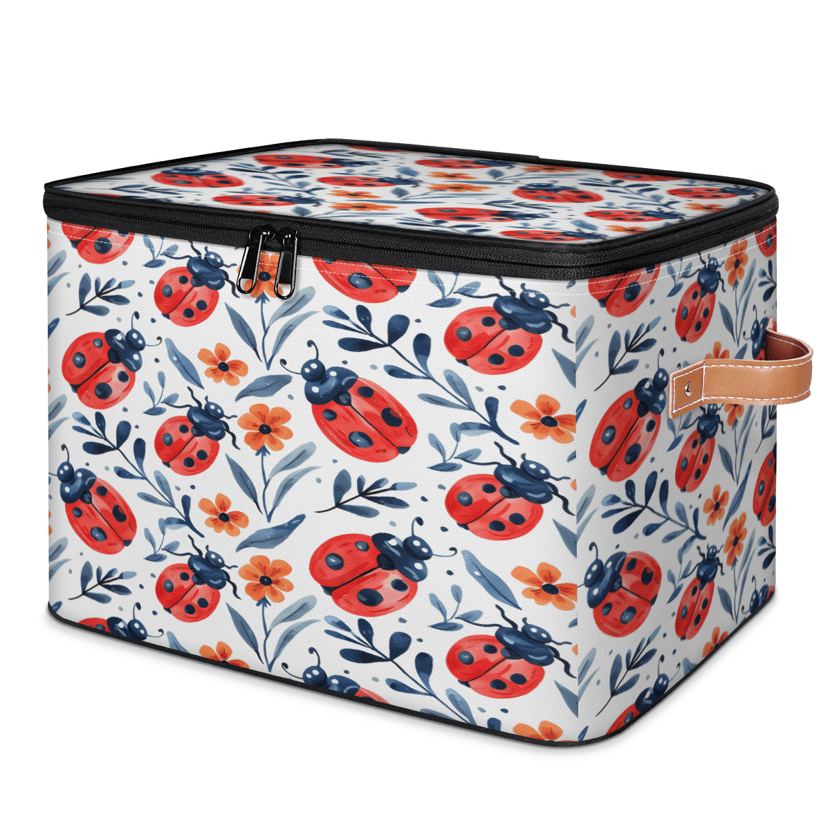 CURLYOOT Ladybugs Fabric Storage Bins with Lids, Spring Floral Foldable ...