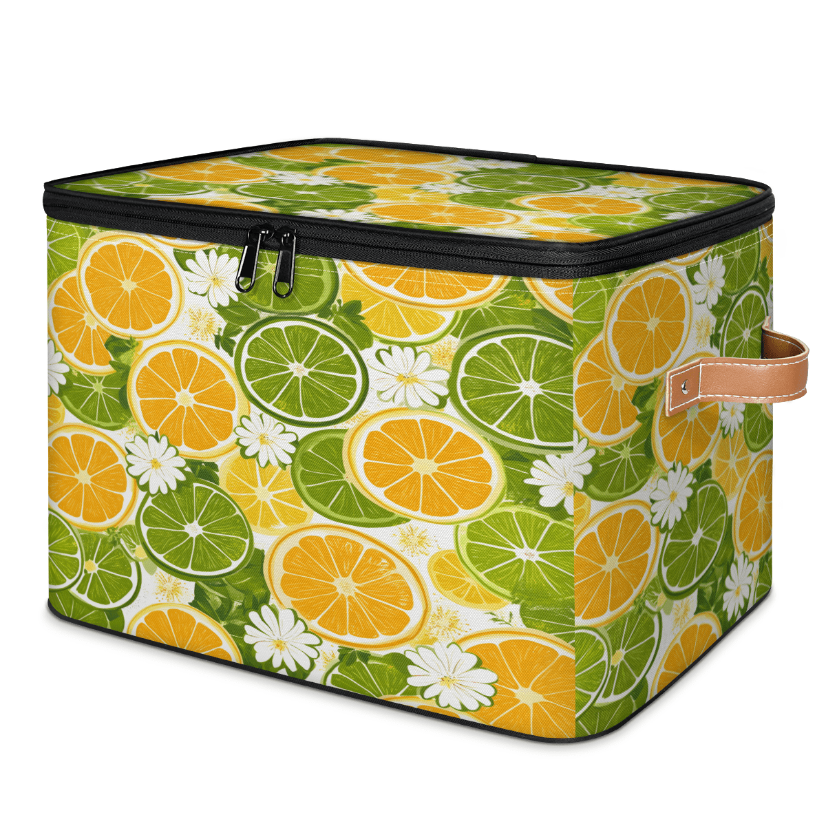 CURLYOOT Lemon Daisy Storage Bins with Zipper Lid Fabric Storage ...