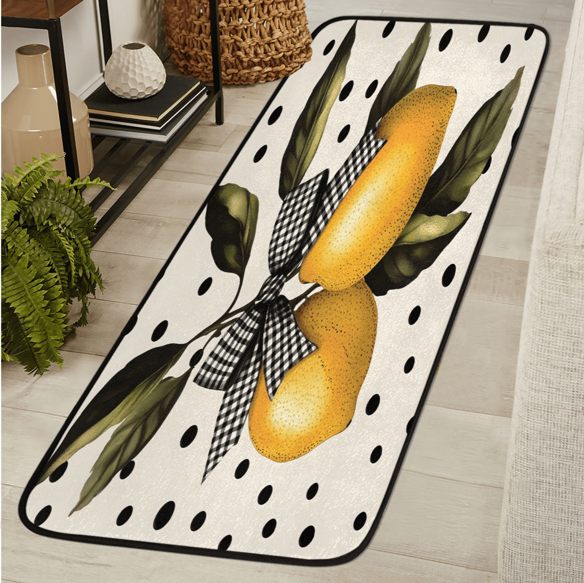 CURLYOOT Lemon Summer Runner Rug 2'x6' Washable Kitchen Runner Rug ...