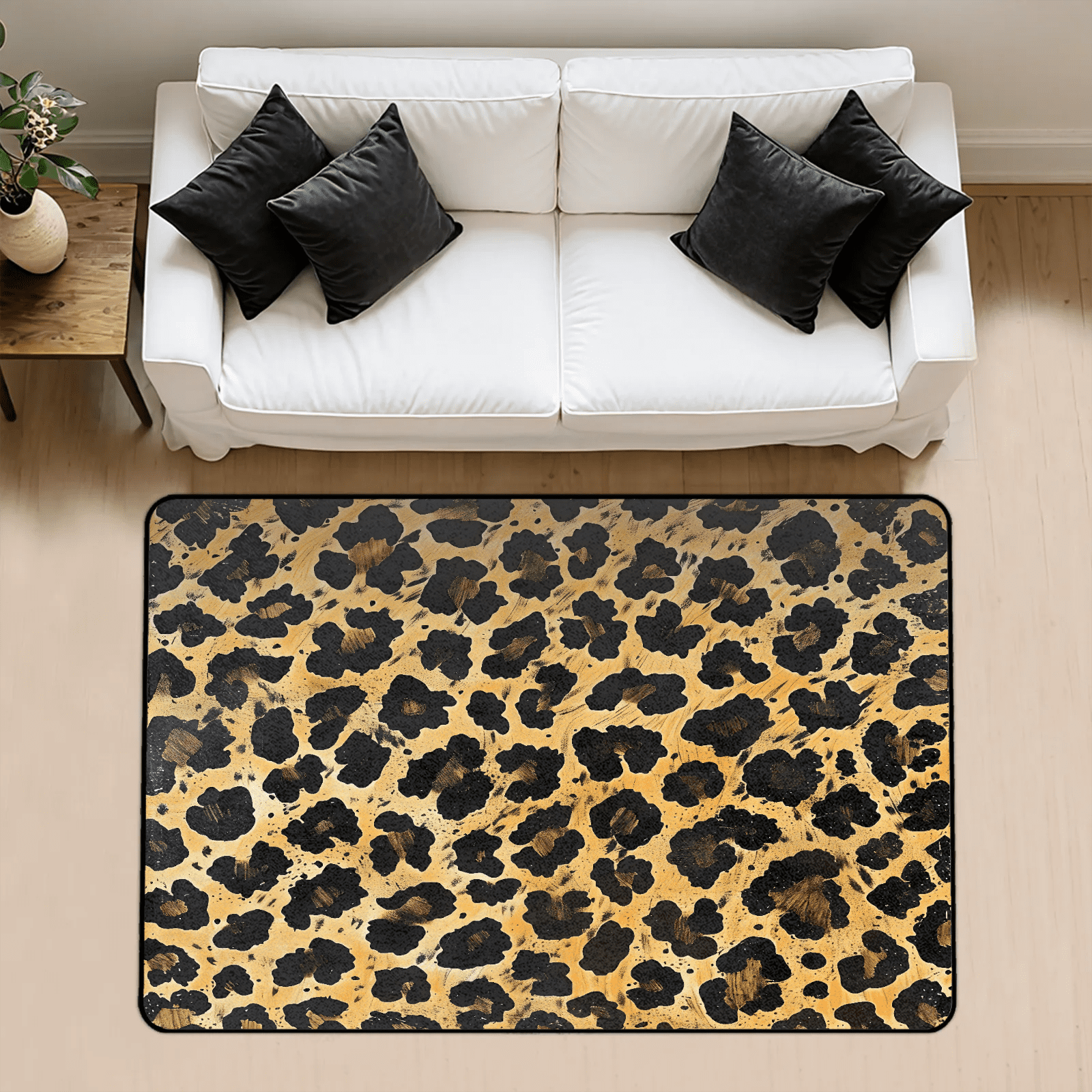 CURLYOOT Leopard Print Area Rug 3x5 Ft Rugs for Entryway Entrance ...